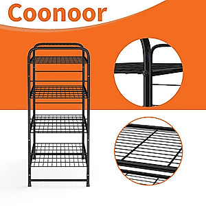Coonoor 4 Tier Shoe Rack,Stackable and Adjustable Multi-Function Wire Grid Shoe Organizer Storage,Black