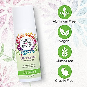 Good for You Girls Aluminum-Free, Natural & Vegan Deodorant for Kids, Preteens, Teens, Safe & Effective Odor Protection, Clear Roll-On, Natural Fragrance | Fresh Honeydew, 3 oz (Pack of 1)