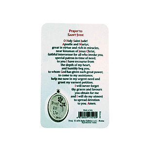 VILLAGE GIFT IMPORTERS Holy Figure Prayer Card with Medal | Saint Prayer and Medal | 8 Figures (St. Jude)