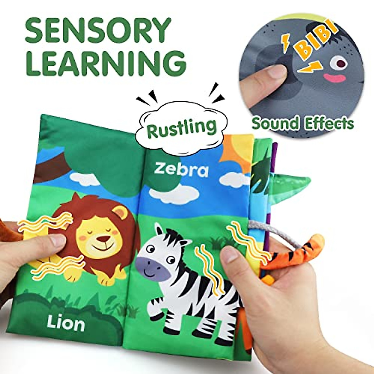 TOY Life Soft Baby Book 0-3-6-12 Months Baby Montessori Toys for 1 Year Old Touch and Feel Crinkle Cloth Books for Babies Newborn Infant Sensory Book Baby Crinkle Chew Toys Newborn Gift Set for Boy