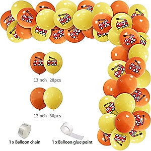 88pcs Fire Truck Latex Balloon Arch Garland Fire Truck Helium Ballon Kids Birthday Decoration Air Globos Fireman Theme Party Supplies…