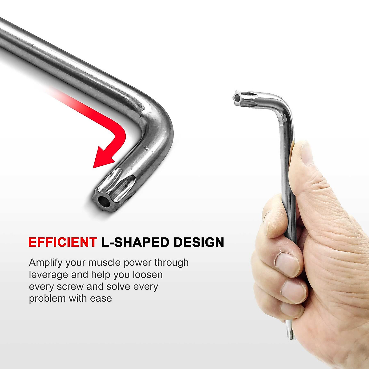 HAUTMEC Star Key Wrench Set, 9-Piece Torx Star Wrenches- Chrome Vanadium Steel and Drilled tips for Tamper Resistant Fasteners, HT0222-SS