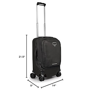 Osprey Transporter Hybrid Carry On Luggage, 4 Spinner Wheels, 22"/36L, Black