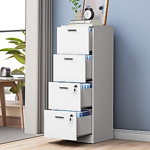 YITAHOME 4 Drawer Lateral Filing Cabinet, Chests of Drawers, Deep Vertical Storage Cabinet Fits Letter, A4, Legal Size for Home Office Organization, White