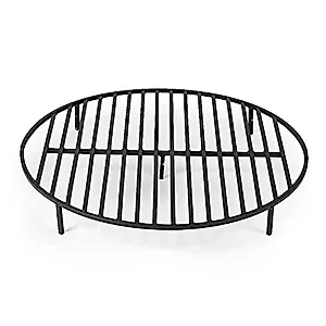 TITAN GREAT OUTDOORS Round 36.5in Fire Pit Grate, Heavy Duty 1/2in Steel Elevated Log Wood Pit Grate, Burning Fireplace and Firepits