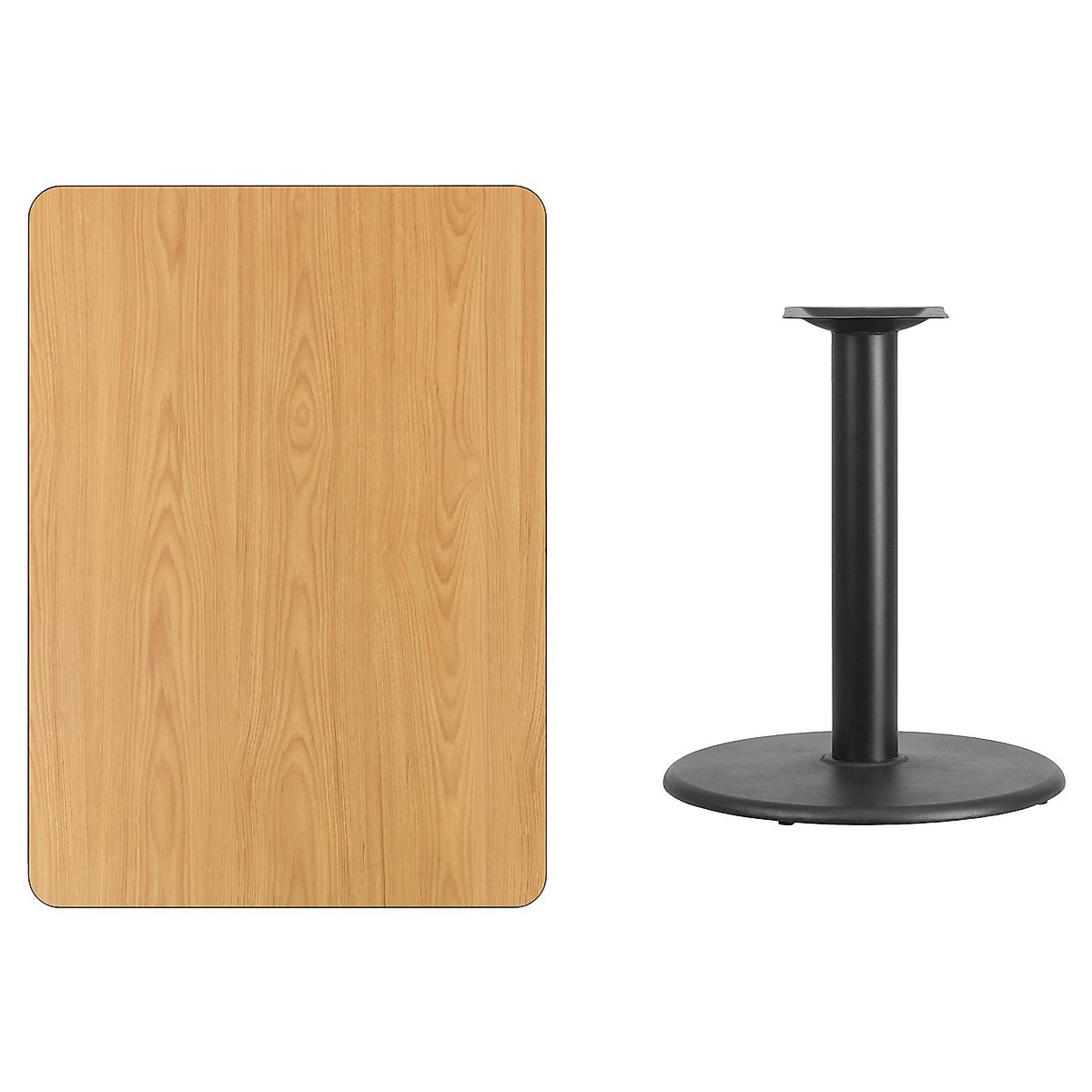 Flash Furniture 30'' x 42'' Rectangular Black Laminate Table Top with 24'' Round Table Height Base