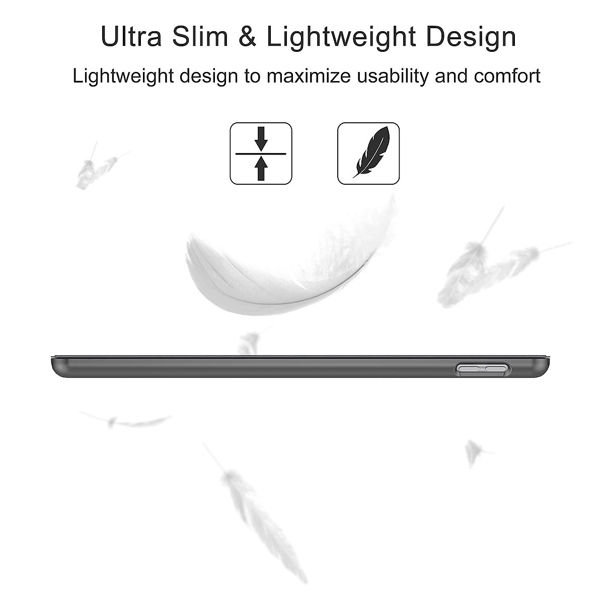 Soke Case for iPad 9th/8th/7th Generation 2021/2020/2019, [Slim Trifold Stand + Auto Wake/Sleep], Premium Protective Hard PC Back Cover for Apple iPad 10.2 Inch (Dark Grey)