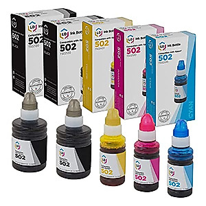 LD Products Compatible Ink Bottle Replacement for Epson 502 (5 Set - Black, Cyan, Magenta, Yellow) Compatible with Epson ET Series, Epson Expression and Epson Workforce