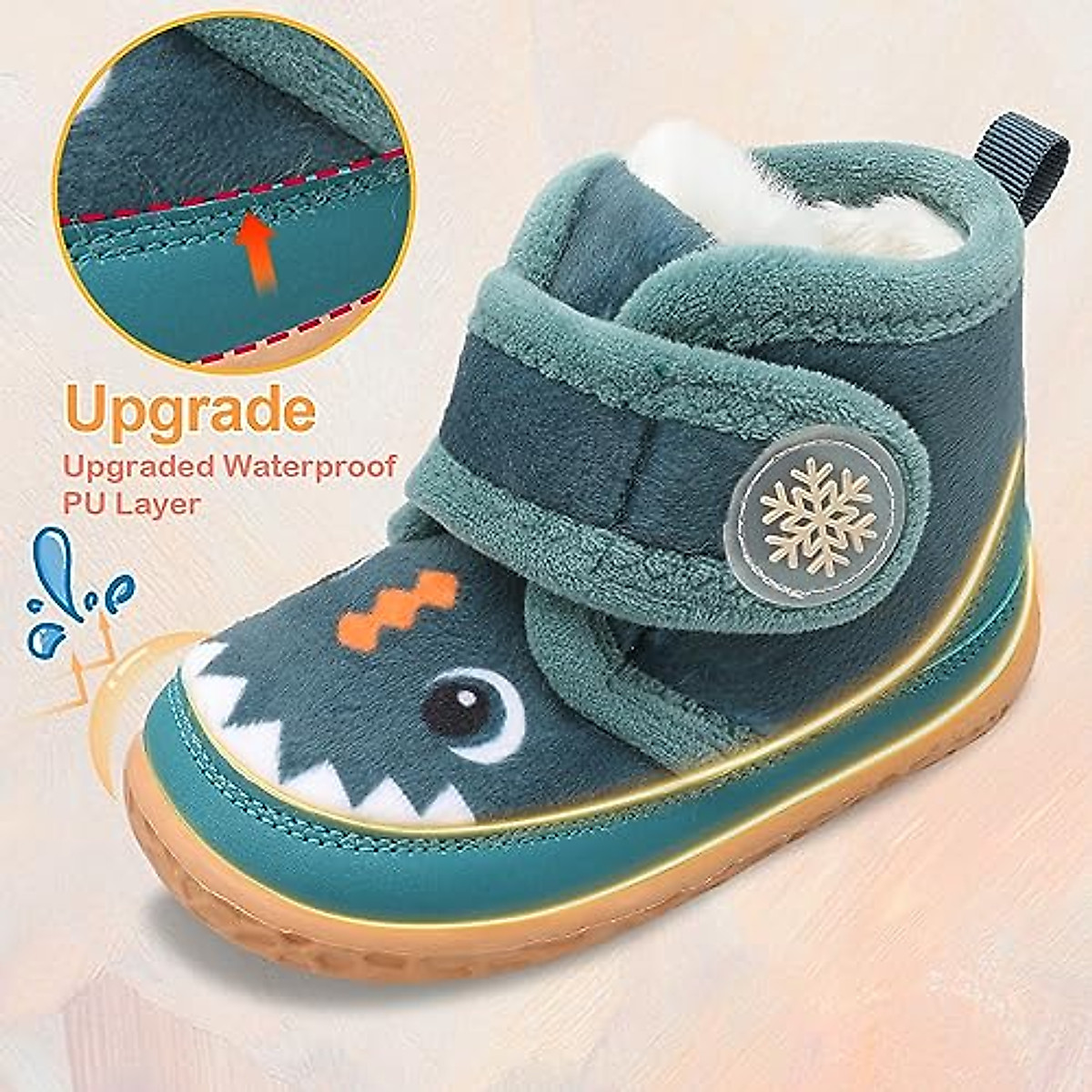 Scurtain Toddler House Shoes Boy Girl Dinosaur Slippers Winter House Walking Ankle Boots Warm Sock Shoes for Toddlers Size