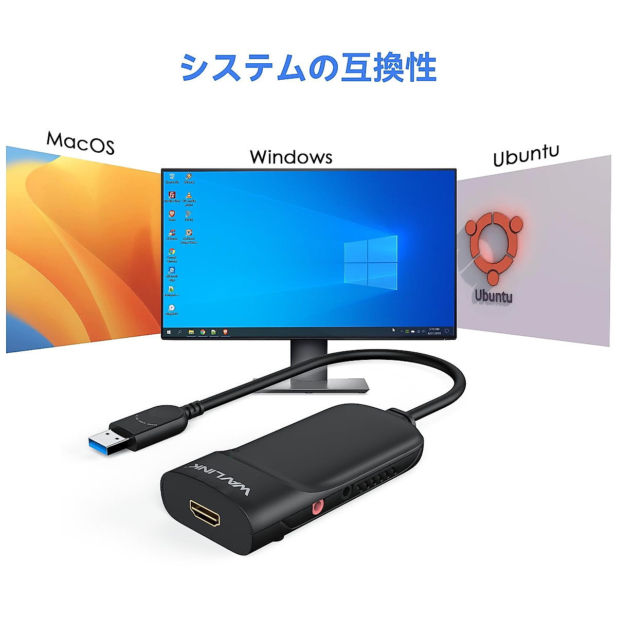 WAVLINK USB 3.0 to HDMI Universal Video Adapter, Displaylink Chips Supports up to 6 Monitor displays, Compatible with Windows, MacOS, Ubuntu 20.04,22.04,LTS, ChromeOS-Upgrade Version