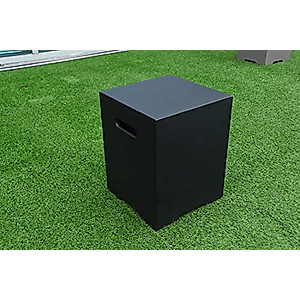 Modeno Black Propane Tank Cover Fire Pit Accessories Square 20 Inches Concrete Outdoor Side Table Fits Standard 20 Pound Propane Tank Hideaway Table