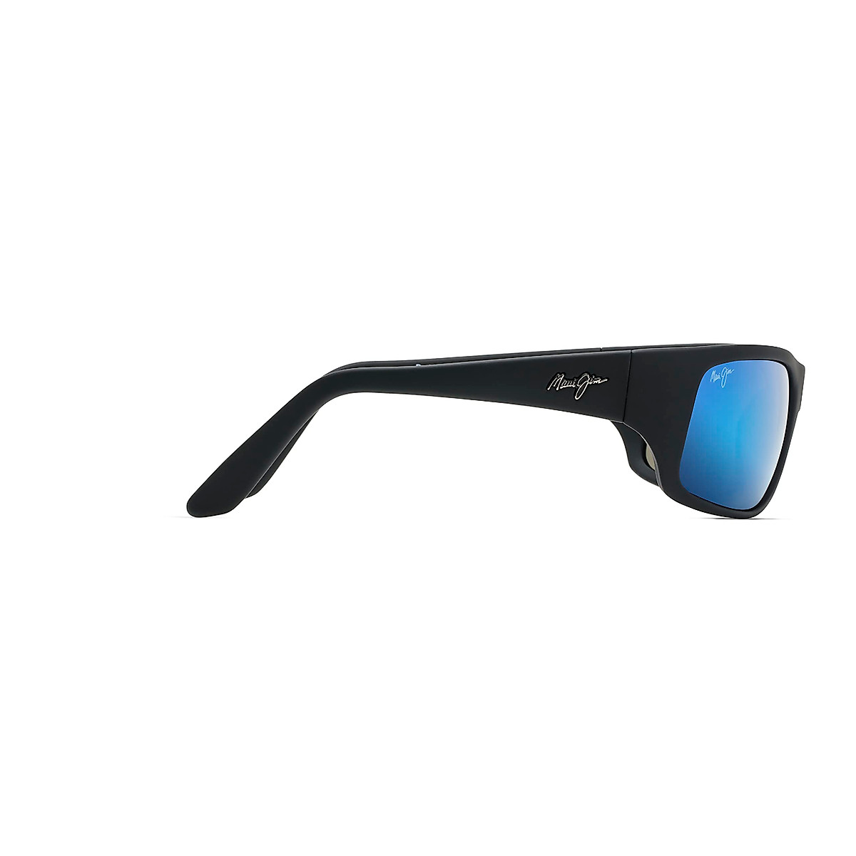 Maui Jim Men's and Women's Peahi Polarized Wrap Sunglasses, Black Matte Rubber/Blue Hawaii, Large