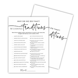 Minimalism Bridal Shower Game Cards With Answer Card, Wedding Traditions Game, Wedding Party Game Cards For 30 Guests, Engagement Party Activities, Newlyweds Party Decoration & Supplies - A08