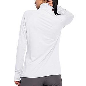 Women UPF 50+ UV Sun Protection Shirt Long Sleeve Golf Light Jacket SPF Hiking Running Shirts with Zip Pockets White XXL