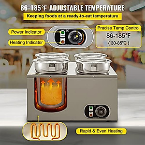 Commercial Food Warmer 16.8 Qt Capacity - Stainless Steel Countertop Soup Pot with Adjustable Temperature and Tap