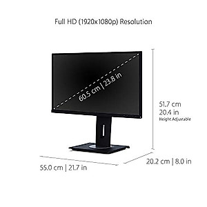 ViewSonic VG2448 24 Inch IPS 1080p Ergonomic Monitor with HDMI DisplayPort USB and 40 Degree Tilt for Home and Office, Black (Renewed)
