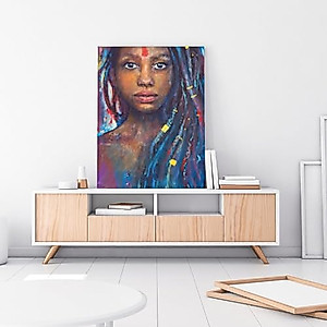 ESyem Posters African Wall Art African American Beautiful Women Poster Abstract Portrait Poster Canvas Art Poster And Wall Art Picture Print Modern Family Bedroom Decor 24x32inch(60x80cm) Frame-style