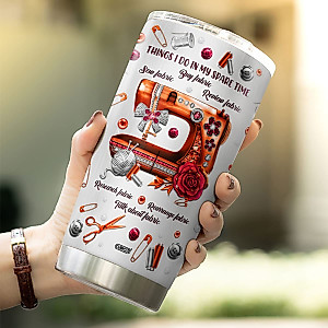 CUBICER Personalized Coffee Tumbler Sewing Jewelry Style Custom Name Cute Birthday Gifts For Women Sister Girls Friends Mom Insulated Cup Travel Mug With Lid Oz Cold Steel Cups