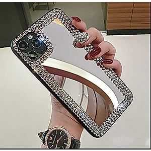 Poowear for iPhone 13 Case 3D Glitter Sparkle Bling Mirror Case Luxury Shiny Crystal Rhinestone Diamond Bumper Clear Protective Case Cover for Women for iPhone 13 6.1"