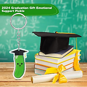 JaGely 20 Sets 2024 Graduation Gifts Graduation Inspirational Positive Pickle Keychains Emotional Support Keychains Bulk Positive Cucumber Pickle with Funny Card and Card Bags for Student School Party
