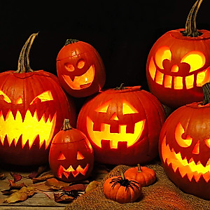 Unomor Halloween Pumpkin Carving Tools Kit, 15 PCS Professional Pumpkin Carving Set Includes Wooden Sculpture Knife Saw Marker for Halloween Pumpkin Decoration, Easily Carve Jack-O-Lantern