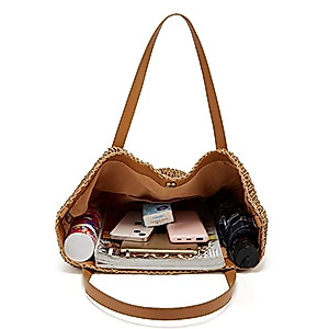 Straw Bags for Women Summer Beach Woven Tote Hobo Handbag Casual Straw Shoulder Bags for Travel Vocation