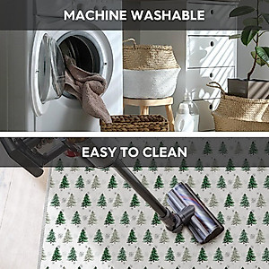 Artoid Mode Xmas Tree Snowflakes Christmas Area Rug, Winter Home Decor Low-Profile Non-Slip Washable Door Mat for Entryway Bedroom Living Room Laundry Room Indoor 2x3 Feet