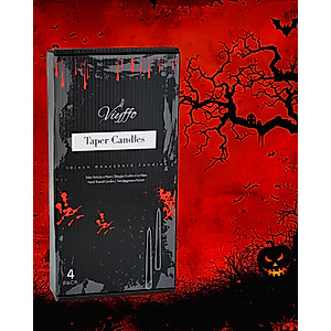 Viyffo Vampire Tears Taper Candles 10 Inch Set of 4 Unscented, Smokeless Long Tall Black Tapered Candle Sticks for Home, Spooky Decor Gothic