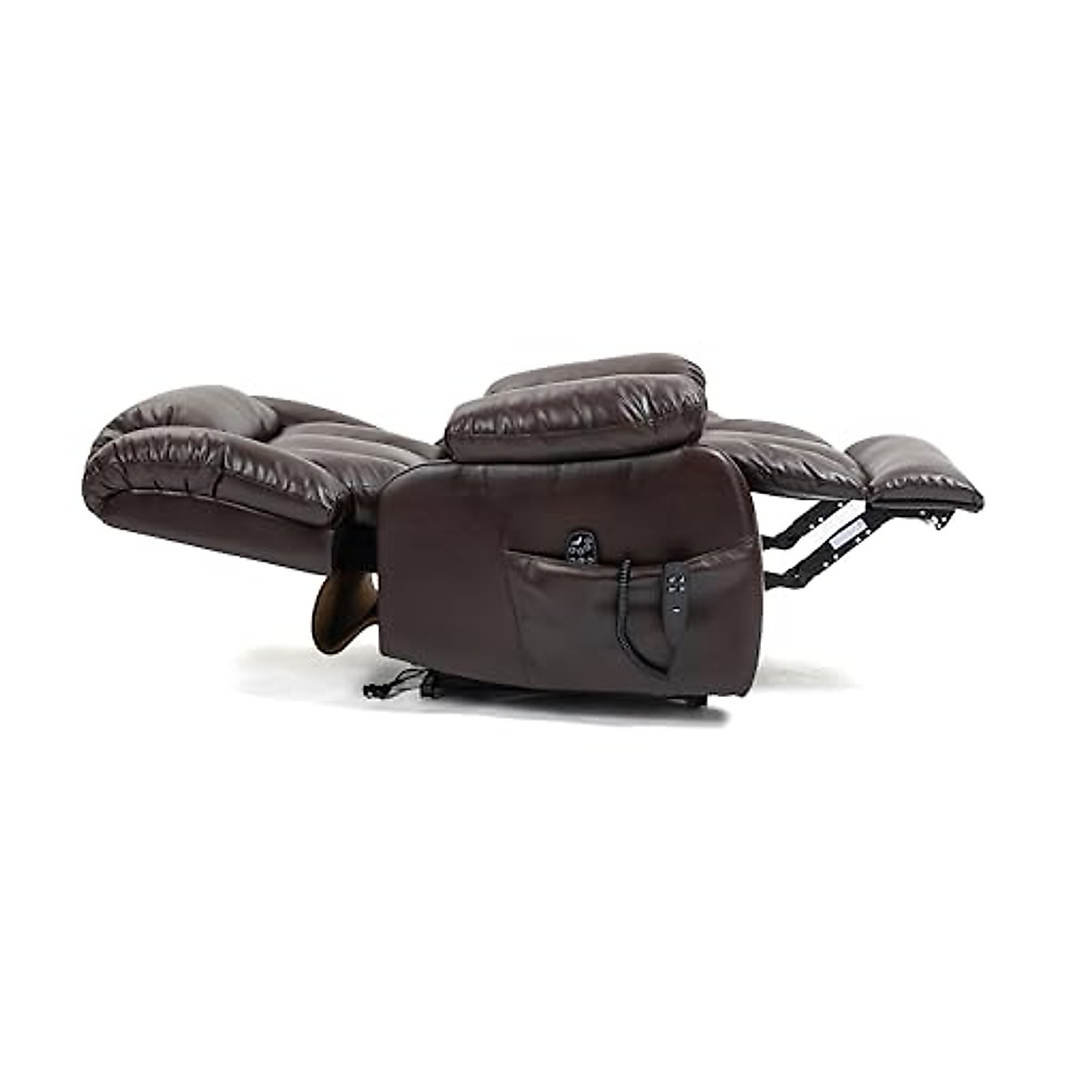 FULife Electric Lift Chair Power Recliner,Reclining Lifting Single Sofa Armchair with Heat and Massage,Heavy Duty Dual Motor Faux Leather Upholstery Lazy Lounge Couch w//USB Ports and Side Pockets