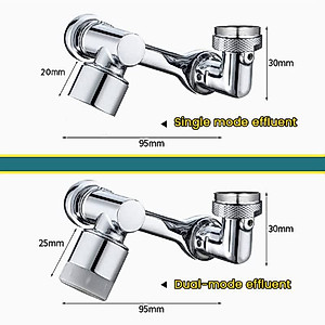 1080°Swivel Faucet Extender Aerator, Oxygen Enriched Foam, Splash Filter Kitchen Faucet Extender, 4-Tier Net Filter with 2 Water Outlet Modes，faucet extender for bathroom sink,faucet aerator（2pcs）
