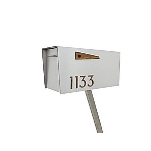 Contemporary Post Mount Mailbox/Aluminum Brush Silver Body and Aluminum Wood Walnut Numbers, Custom Mailbox, Mailnest, PostBox, Type 4