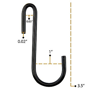 WALLNITURE Multipurpose S Shape Utility Hooks Stainless Steel Black 3.5 Inches Set of 10