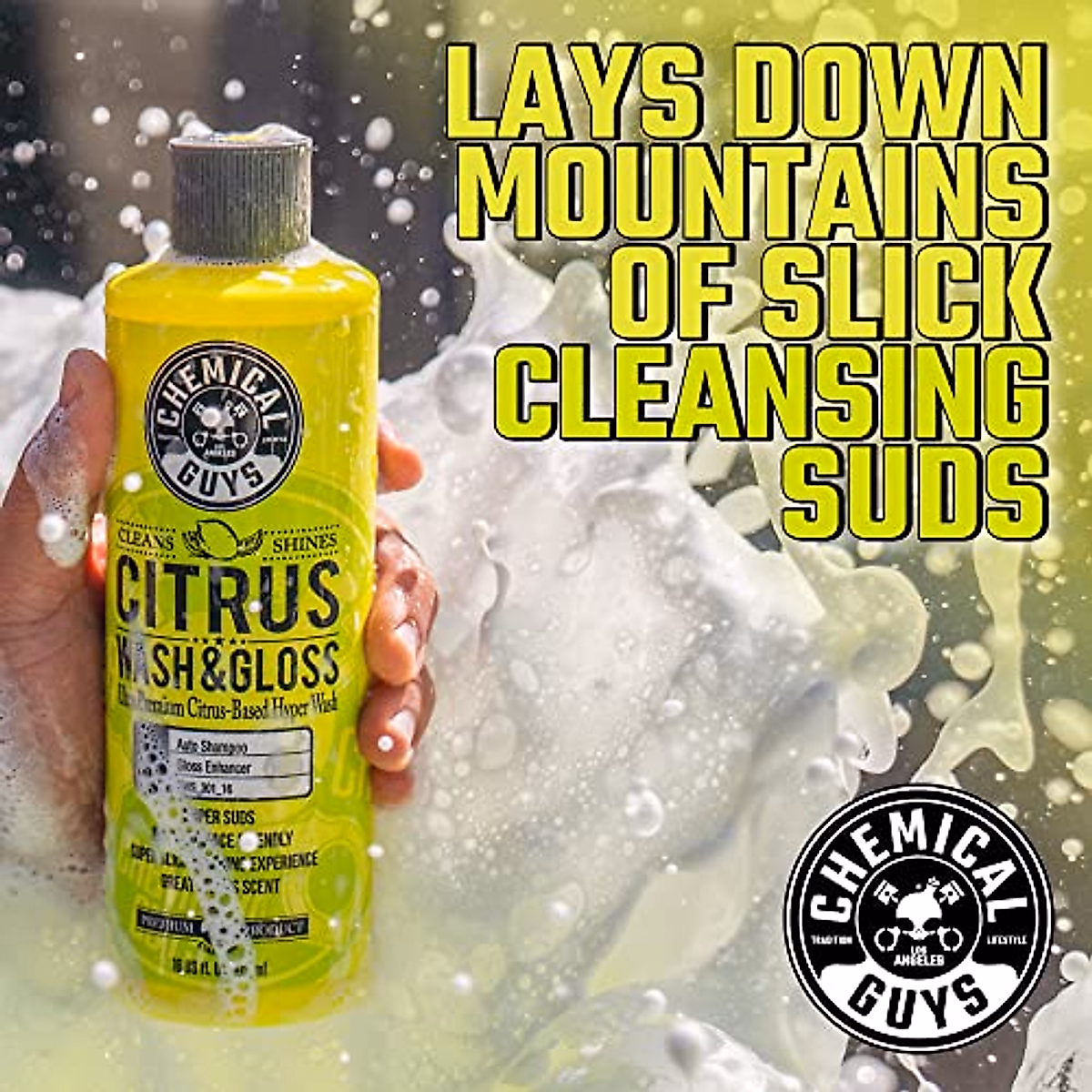 Chemical Guys CWS_301 Citrus Wash & Gloss Foaming Car Wash Soap (Works with Foam Cannons/ Guns or Bucket Washes) Safe for Cars, Trucks, Motorcycles, RVs & More, 128 fl oz (1 Gallon) Citrus Scent