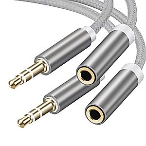3.5mm Male to Female Audio Cable Stereo,Headphone Extension Cord Adapter Compatible for iPhone,iPad, iPod,Smart Phones Tablets,MP3,PS4 and More (2-Pack) …