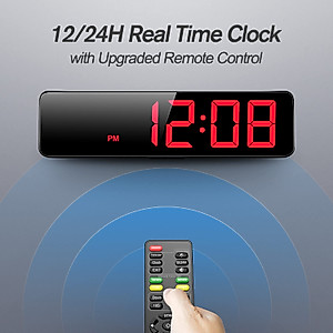 Gym Timer 15"Large LED Display Wall Clock | Gym Interval Workout | Count Down & Up | Stopwatch | Adjustable Buzzer Volume | Upgraded Remote | Digital Timer for Fitness Home Garage Boxing Outdoor Sport