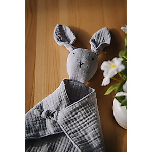Lovey Security Blanket 100% Organic Muslin Cotton Stuffed Animal Baby Blankie for Girls or Boys (Bunny) 2 Pack by zumbibaby