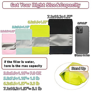 200 PCS-Stand Up Mylar Bags for Food Storage 5.5x7.9, Resealable Ziplock Bags with Visible Window Foil Pouch Bags Great for Packaging Small Craft, Lipgloss, Jewelry Packaging for Small Business