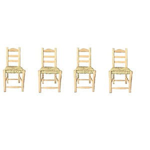 Set of 4 Chair Mexican of Handmade Wood Woven with Natural Tule Fiber, Artisan from Jalisco ideal restaurant, home, bar, hotel, garden, coffeshop, tequila