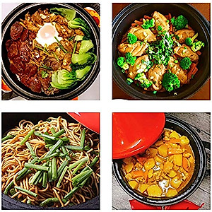 JINXIU Casserole Large Cooking Tagine, 28Cm Tajine with Enameled Cast Iron Base and Cone-Shaped Lid for Different Cooking Styles, Cast Iron Tagine with Tray