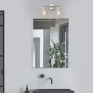 Espird Bathroom Vanity Light Fixtures Brushed Nickel, 2 Light Bathroom Light Fixture Over Mirror, UL Certification Bathroom Light Fixture, Modern Wall Lighting Fixtures with Glass Shade, E26 Socket