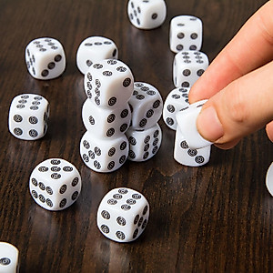 50-Pack of Bullseye Dice - 16mm Six Sided Dice with Unique Target Pips - Classic Dice for Games Like Farkle, Liar's Dice, Bunco, Balut, 10000, Craps, and More