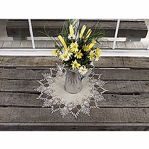 Lace Doily Neutral Earth Tones Table Topper Scarf Place Mat Round Doily (15 inch Round)