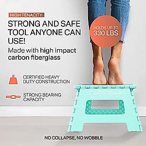 Inspired Living 9" Step Stool, Folding Step Stools for Adults, Plastic Foldable Step Stools Kids, Holds Up to 330 lbs, Collapsible Folding Stool for Kitchen, Bathroom, Bedroom - Arctic