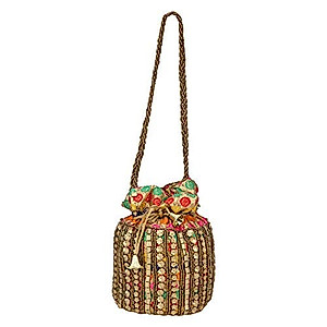 Traditional Satin Indian Jaipuriya Style Potli Bag for Women & Girls (Multi-1)