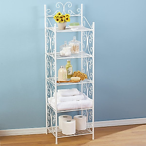 Collections Etc Scrollwork Design 5 Tier White Storage Shelf to Instantly Add Storage and Style