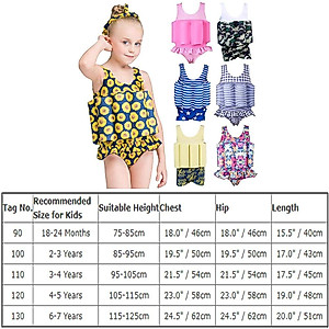 Kids Baby Girls Float Suit Floral Floatation Swimsuit with Adjustable Buoyancy Bathing Swimwear Toddler One Piece Swimming Suit Summer Sleeveless Ruffle Tutu Swim Dress Colorful Floral 18-24 Months