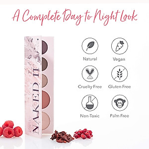 100% PURE Pretty Naked II Makeup Palette All in One Compact 3 Eyeshadow, Blush, Face Highlighter, Fruit Pigmented Natural Nude, Rose, Smokey Neutral for All Skin Types - Vegan (Nude to Smokey Tones)