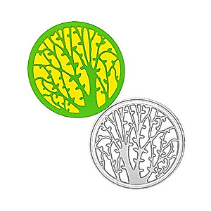 3.3 by 3.3 Inches Circle Tree Embossing Metal Cutting Dies Round Frame Embossing Stencil Background Dies for Card Making Scrapbooking Christmas Die Cuts (#30)