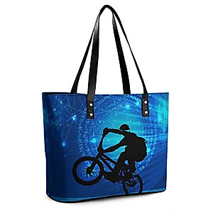 Womens Handbag Motorcycle Motocross Leather Tote Bag Top Handle Satchel Bags For Lady