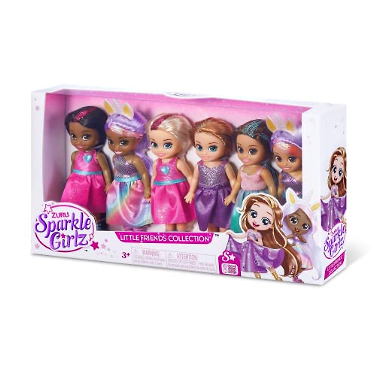 Sparkle Girlz 6 Pack of Princess Dolls by ZURU Fashion, Removable Dresses, Gifts for Girls 4-8, Poseable Fashion Doll, Pretend Play